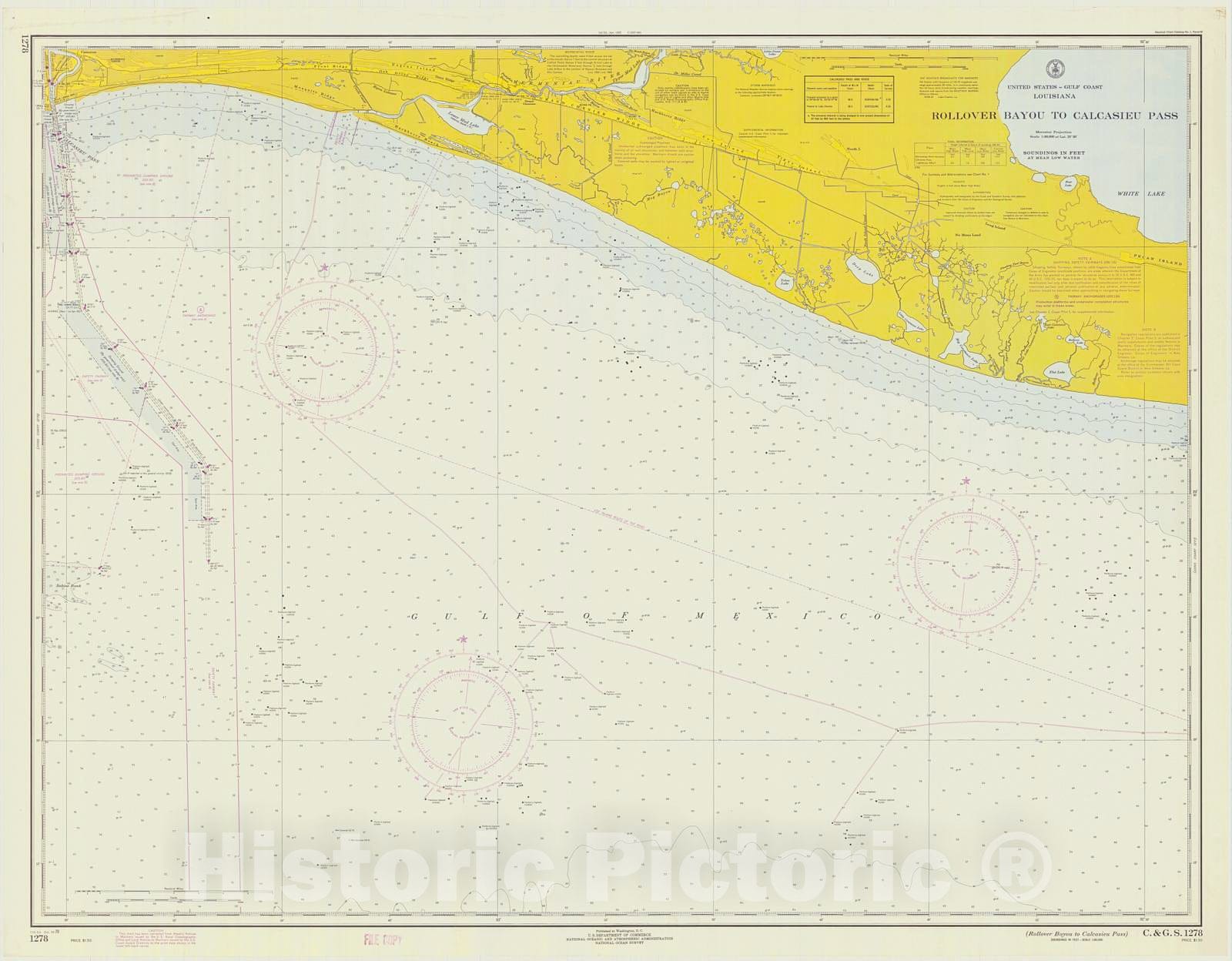 Historic Nautical Map - Rollover Bayou To Calcasieu Pass, 1970 NOAA Ch ...