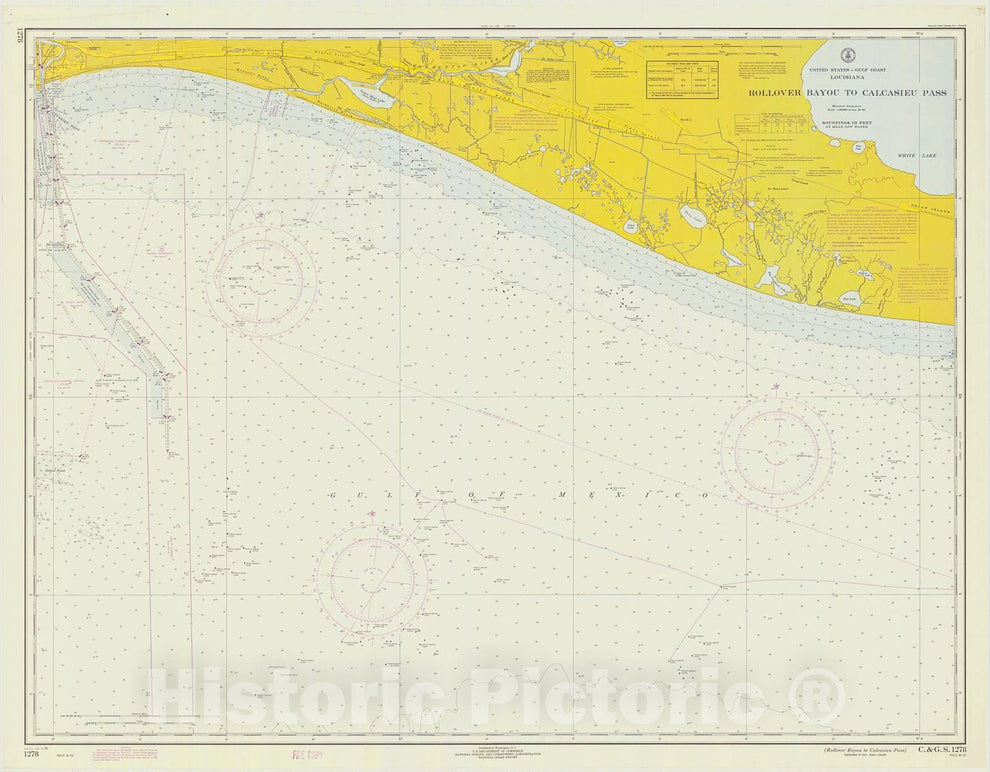 Historic Nautical Map - Rollover Bayou To Calcasieu Pass, 1970 NOAA Ch ...