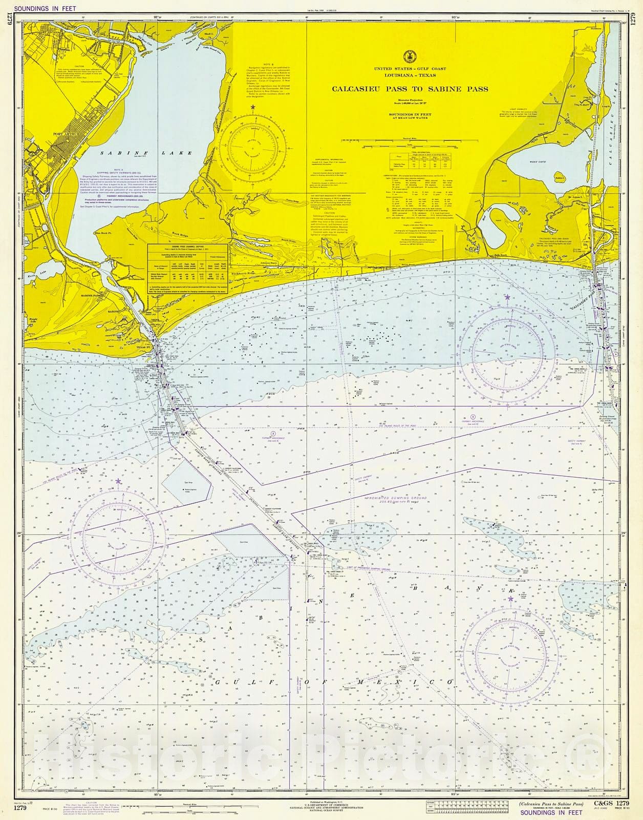 Historic Nautical Map - Calcasieu Pass To Sabine Pass, 1972 NOAA Chart ...