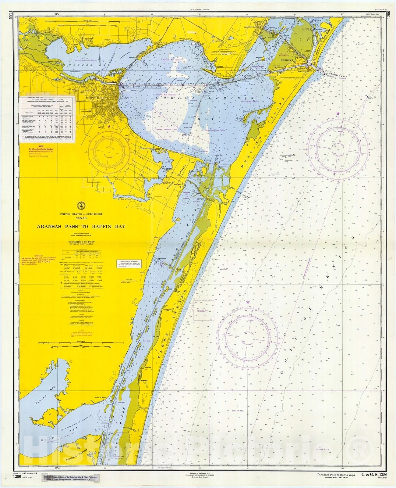 Historic Nautical Map - Aransas Pass To Baffin Bay, 1958 NOAA Chart ...