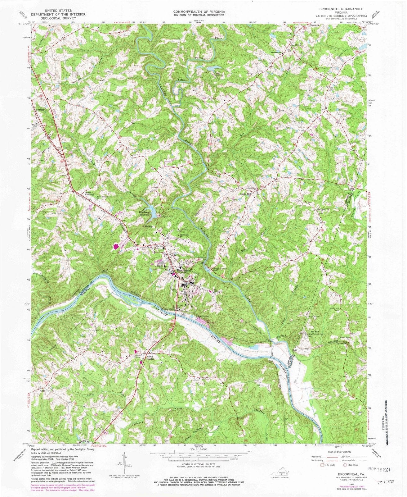 1966 Brookneal, VA - Virginia - USGS Topographic Map – Historic Pictoric