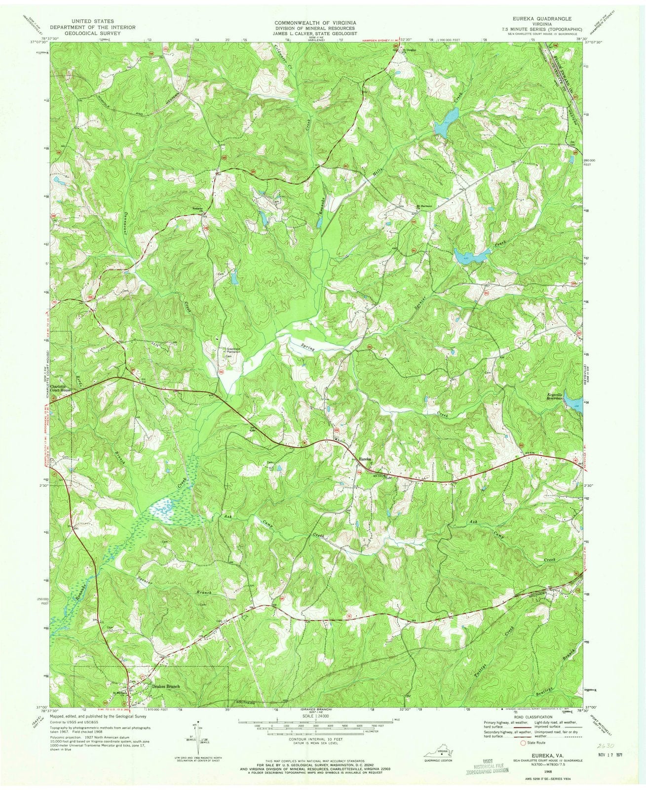 1968 Eureka, VA - Virginia - USGS Topographic Map – Historic Pictoric