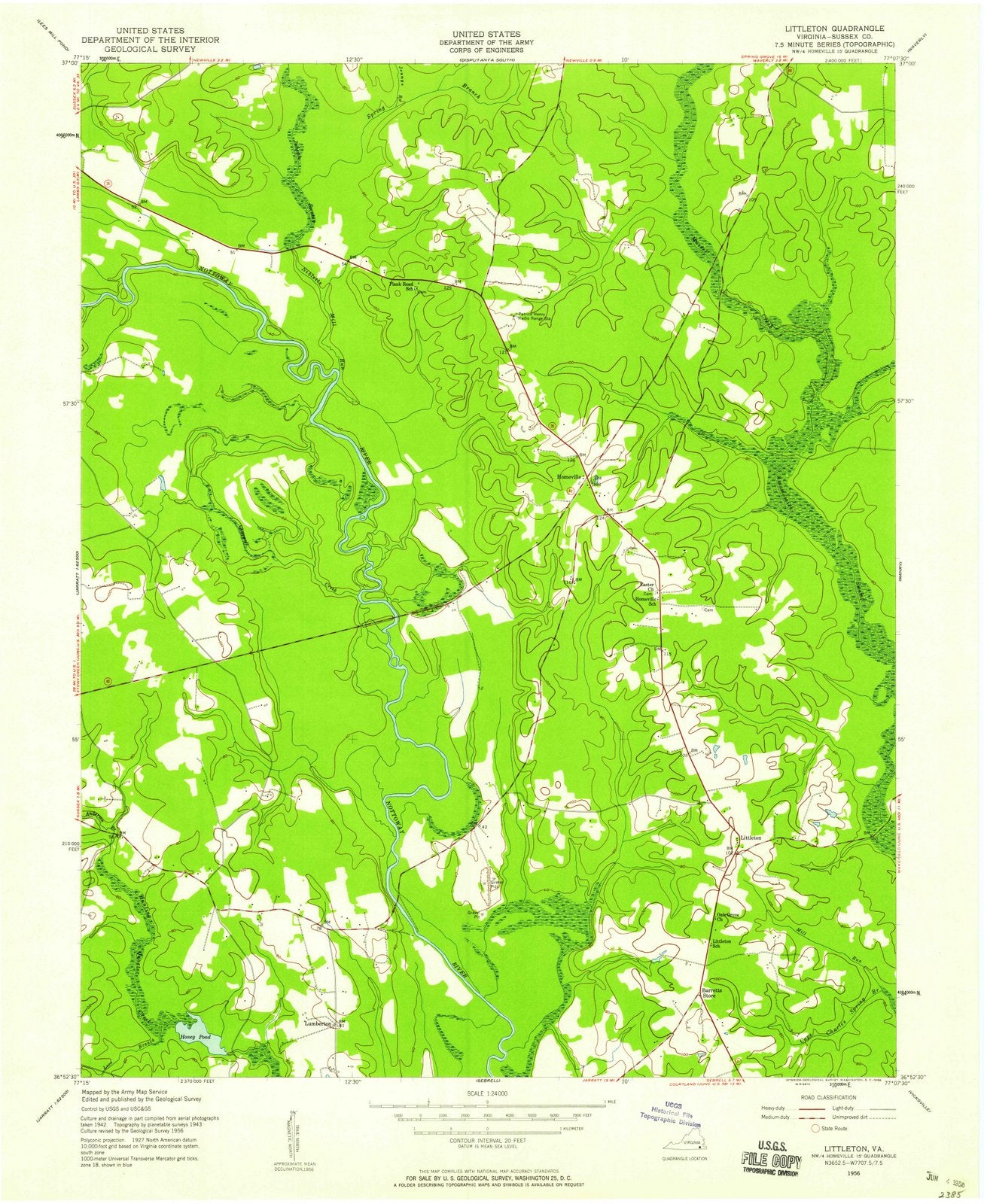 1956 Littleton, VA - Virginia - USGS Topographic Map – Historic Pictoric