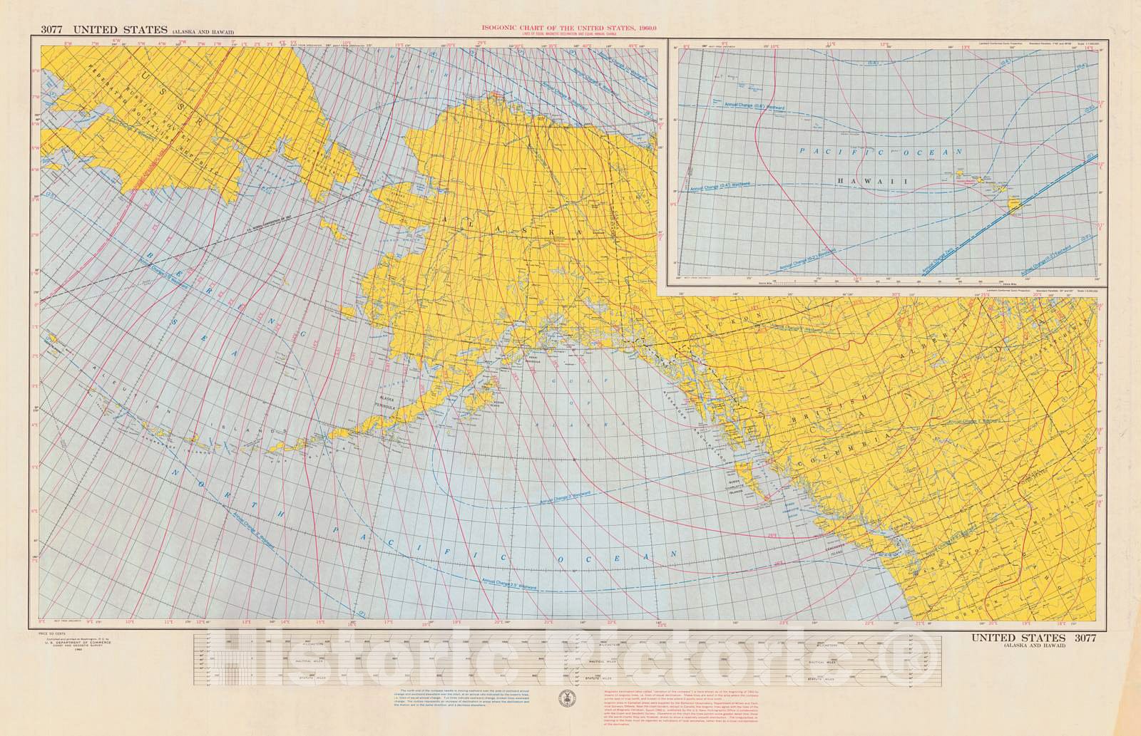 Historic Nautical Map - Isogonic Chart Of The United States Alaska And ...