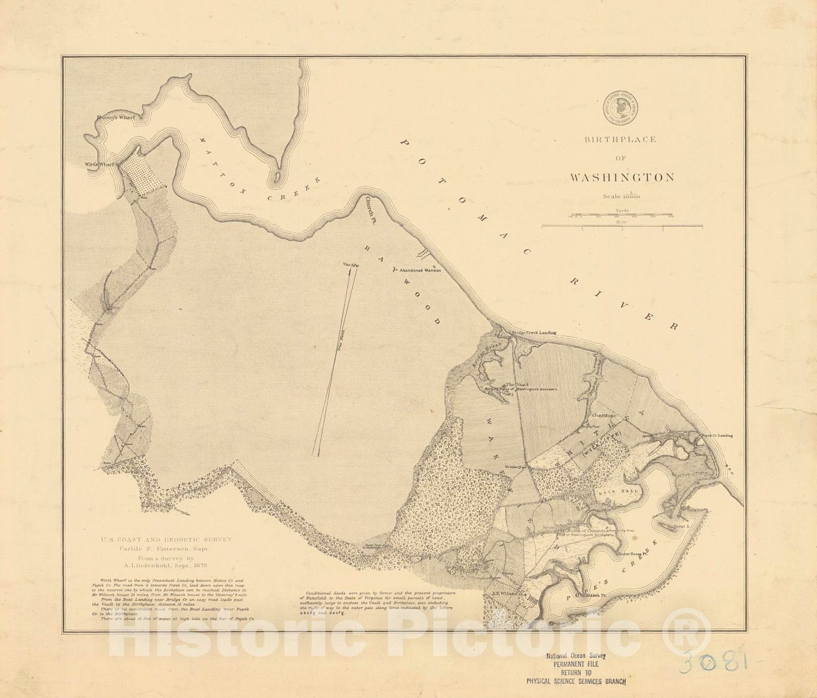 Historic Nautical Map - Birthplace Of Washington, 1879 NOAA Cartograph ...