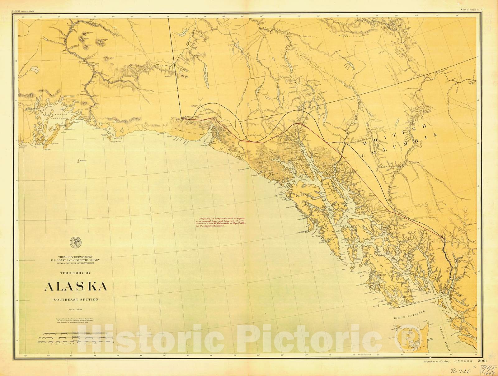 Historic Nautical Map - Southeast Alaska, 1898 NOAA Base Historic Naut ...