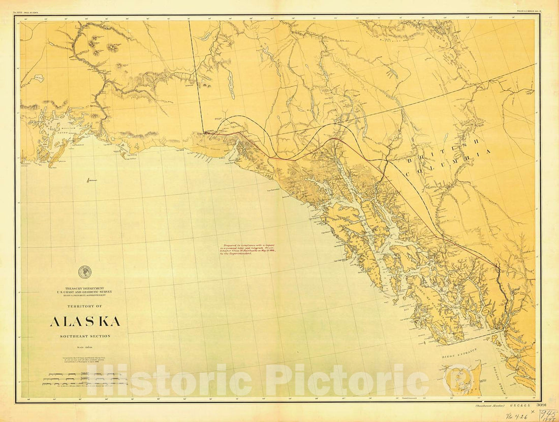 Historic Nautical Map - Southeast Alaska, 1898 NOAA Base Historic Naut ...