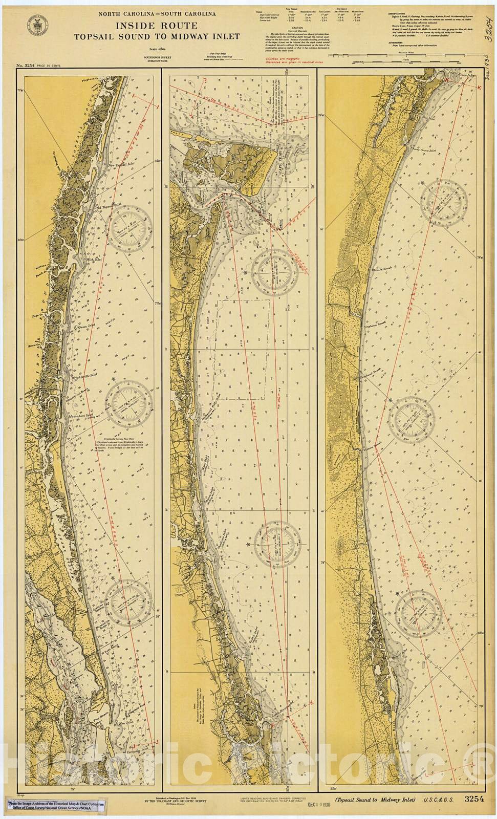 Historic Nautical Map - Topsail Sound To Midway Inlet, 1930 NOAA Chart ...