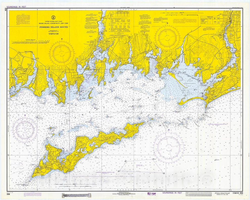 Historic Nautical Map - Fishers Island Sound, 1972 NOAA Chart - Connec ...