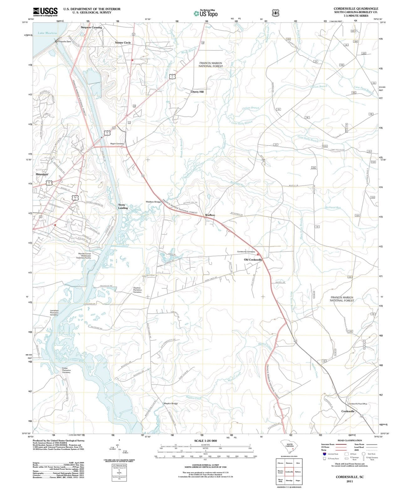 2011 Cordesville, SC - South Carolina - USGS Topographic Map – Historic ...