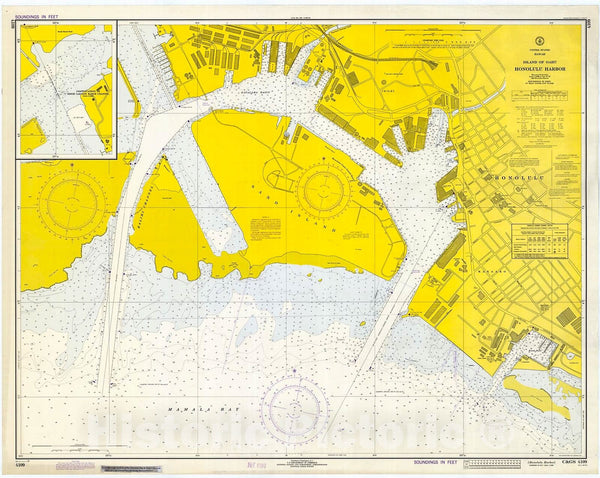 Historic Nautical Map - Island Of Oahu : Honolulu Harbor, 1972 NOAA Ch ...