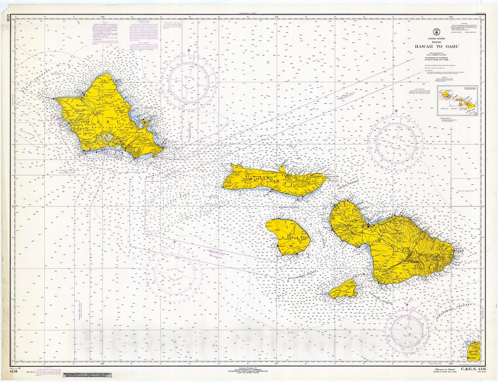 Historic Nautical Map - Hawaii To Oahu, 1969 NOAA Chart - Hawaii (HI ...