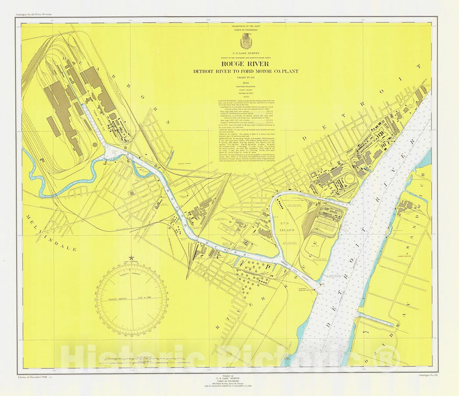 Historic Nautical Map - Rouge River Detroit River To Ford Motor Co Pla ...