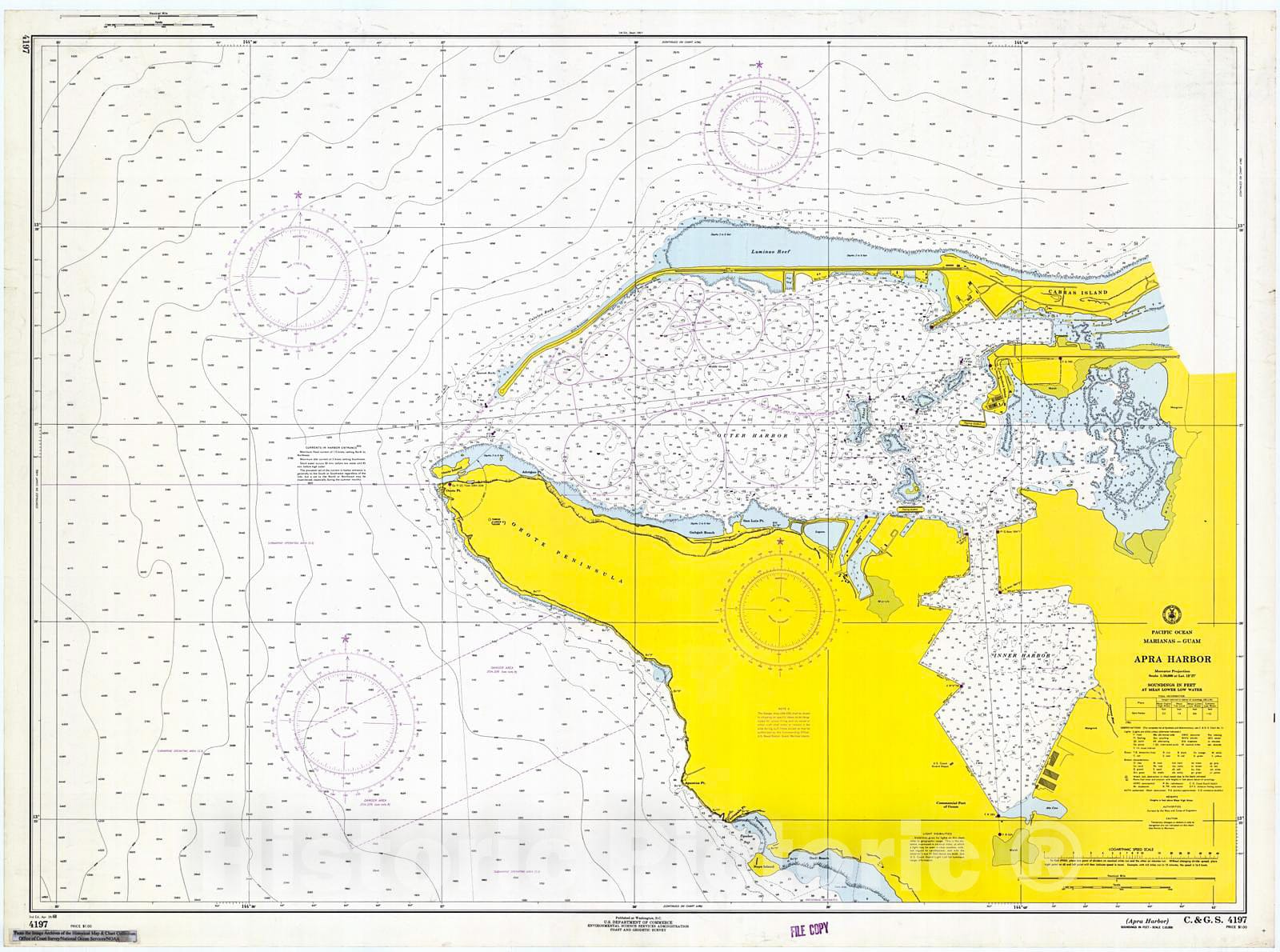 Historic Nautical Map - Apra Harbor, 1968 NOAA Chart - Guam (GU) - Vin ...
