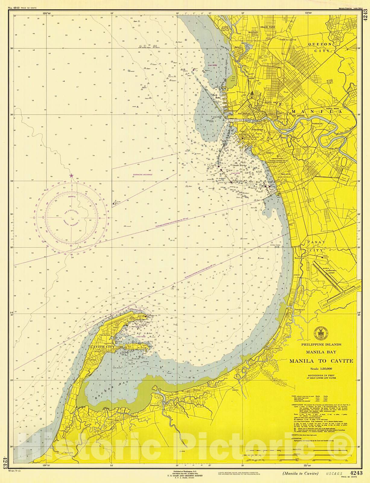 Historic Nautical Map - Manila To Cavite, 1951 NOAA Chart - PHVintage ...