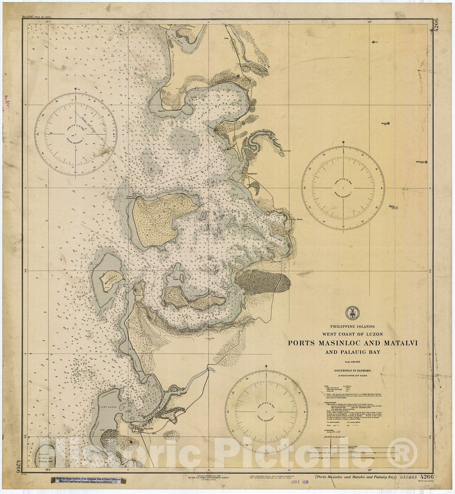 Historic Nautical Map - Ports Masinloc And Matalvi And Palauig Bay, 19 ...