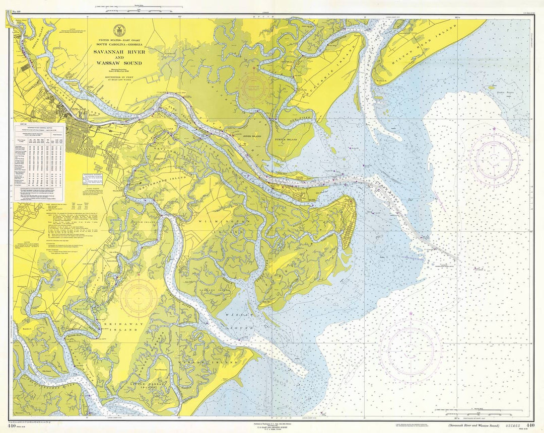 Historic Nautical Map - Savannah River And Wassaw Sound, 1954 NOAA Cha ...