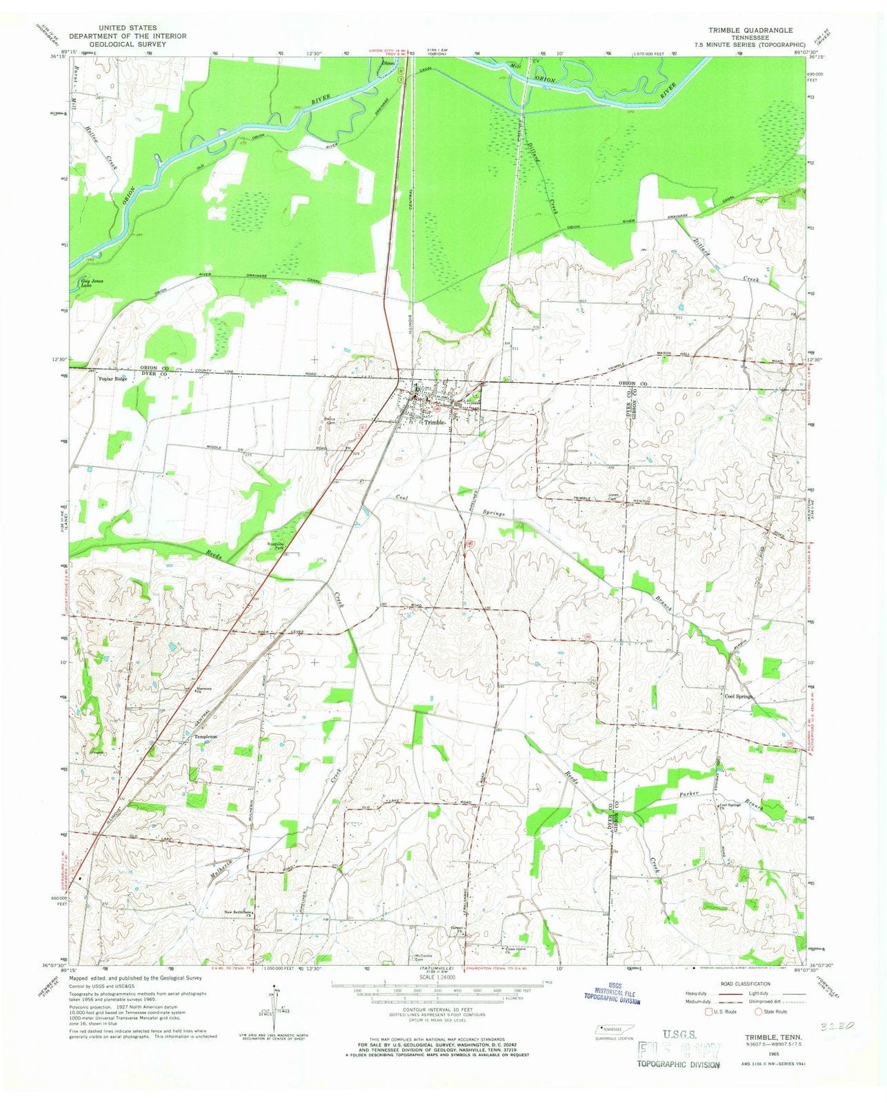 1965 Trimble, TN - Tennessee - USGS Topographic Map – Historic Pictoric