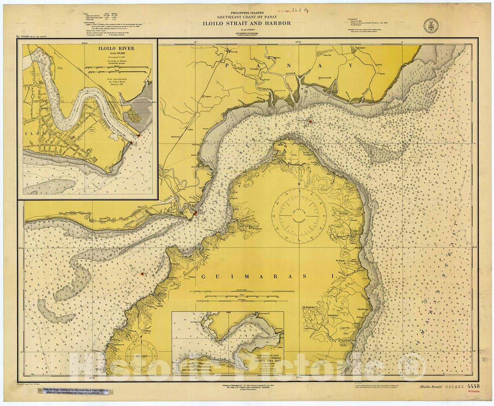 Historic Nautical Map - Iloilo Strait, 1925 NOAA Chart - PHVintage Wal ...