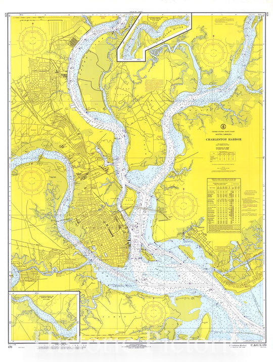 Historic Nautical Map - Charleston Harbor, 1968 NOAA Chart - South Car ...