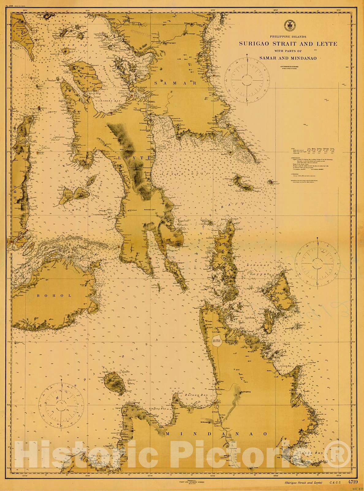 Historic Nautical Map - Surigao Strait And Leyte With Parts Of Samar A ...