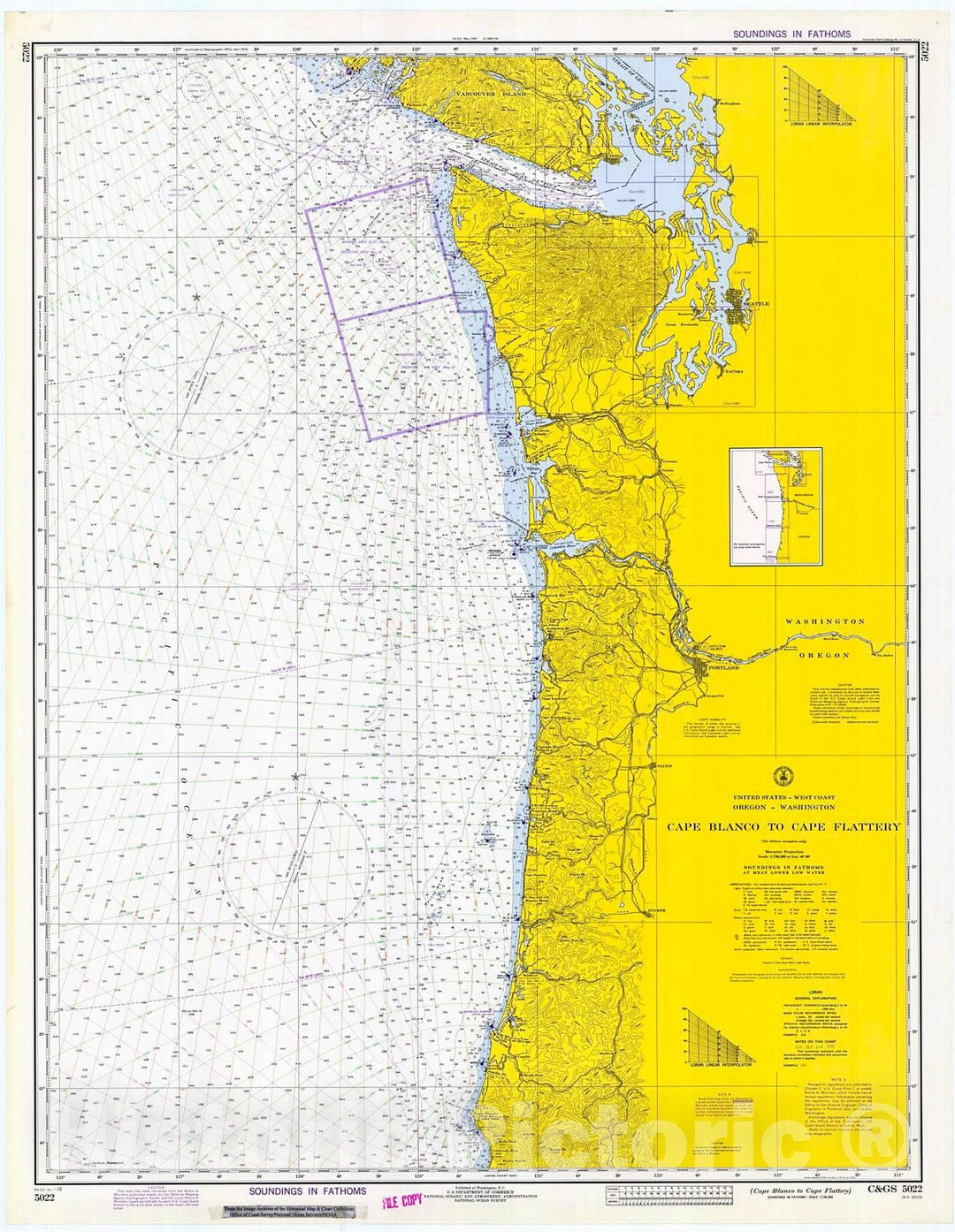 Historic Nautical Map - Cape Blanco To Cape Flattery, 1973 NOAA Chart ...