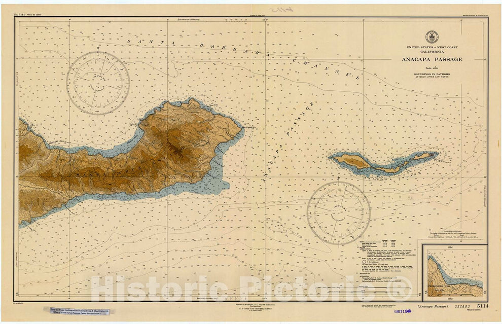 Historic Nautical Map - Anacapa Passage, 1946 NOAA Chart - California ...