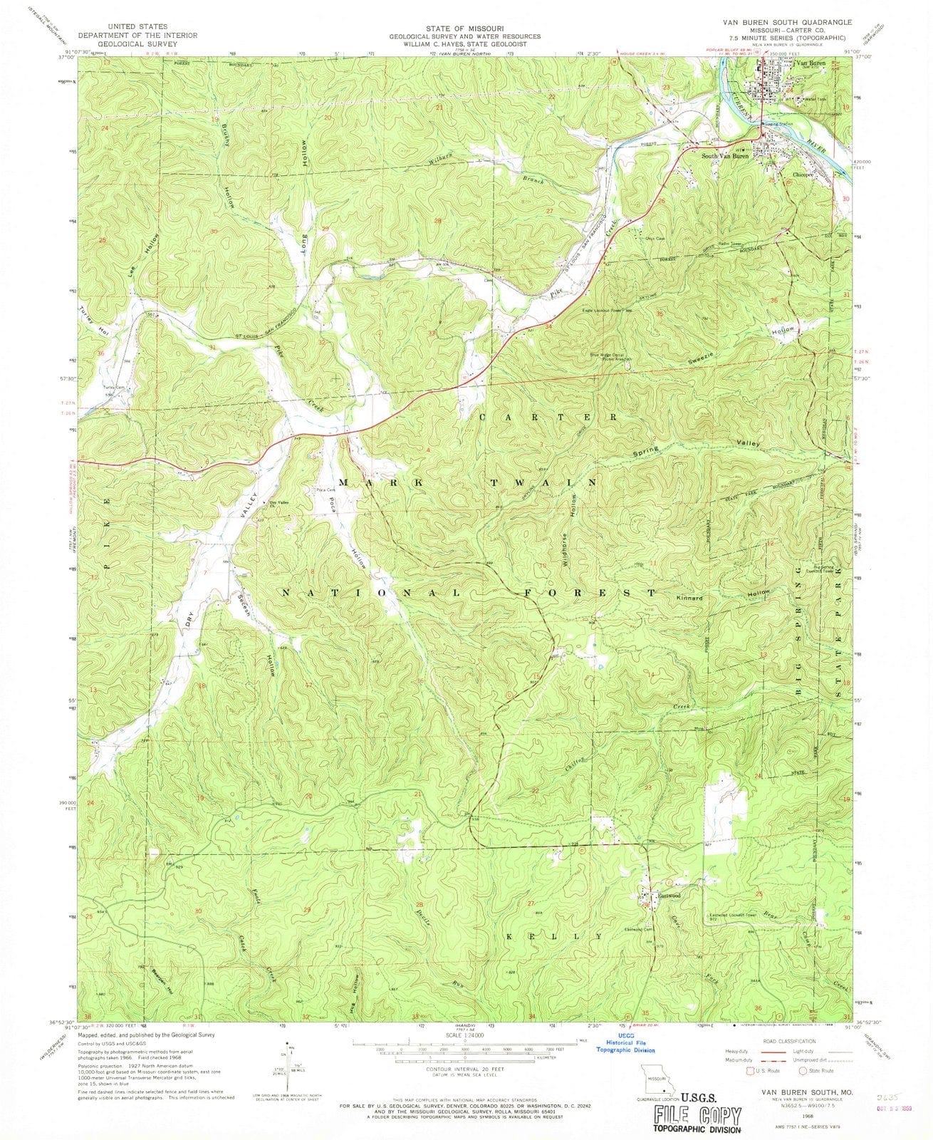 1968 Van Buren South, MO - Missouri - USGS Topographic Map – Historic ...