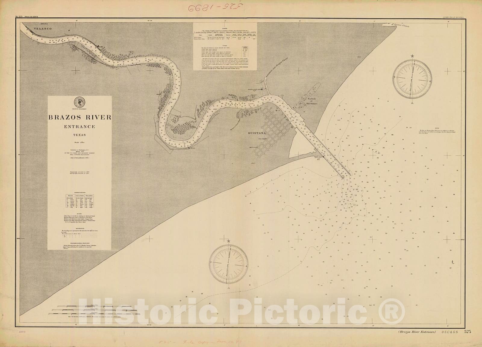 Historic Nautical Map - Brazos River Entrance, 1899 NOAA Chart - Texas ...