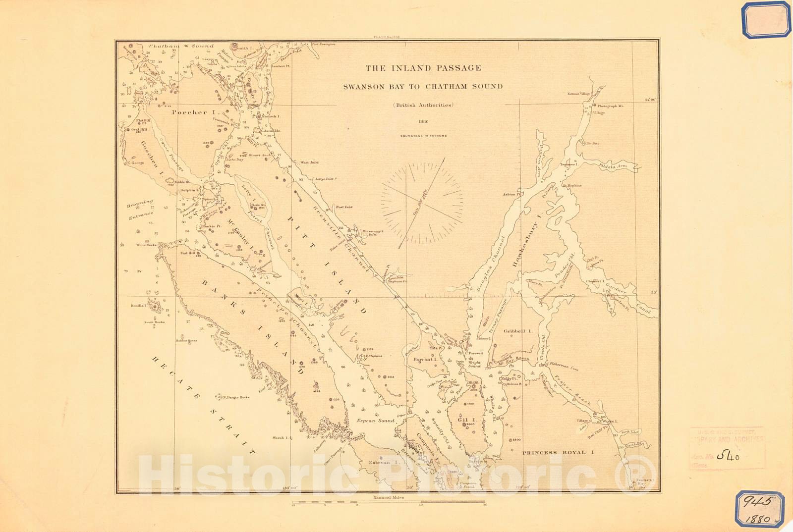Historic Nautical Map - The Inland Passage Swanson Bay To Chatham Soun ...