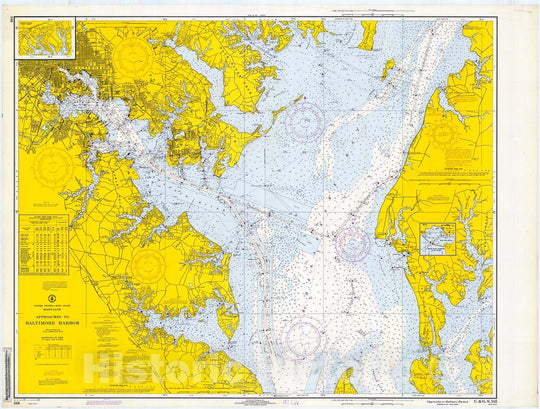 Historic Nautical Map - Approaches To Baltimore Harbor, 1969 NOAA Char ...