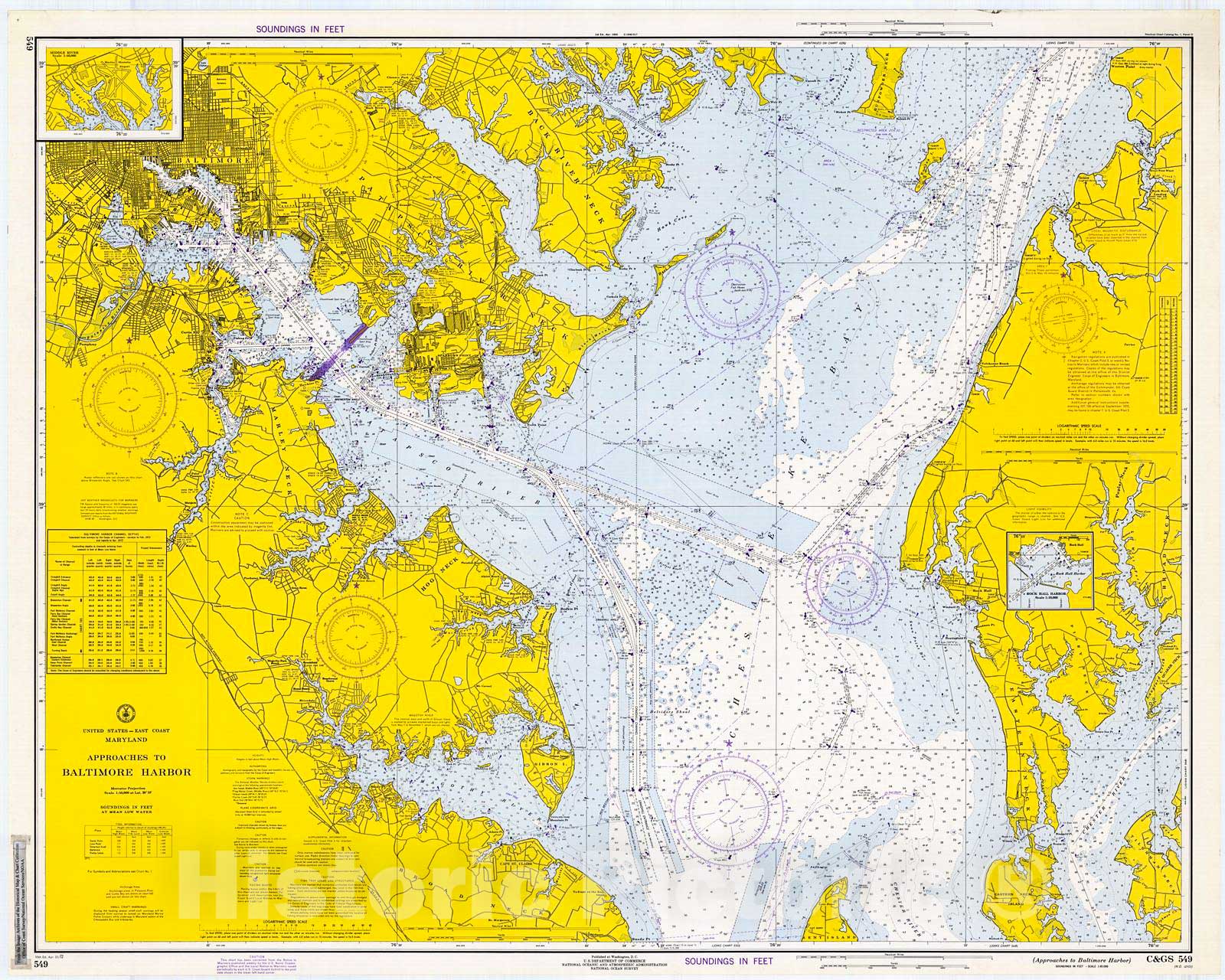 Historic Historic Nautical Map - Approaches To Baltimore Harbor, 1972 ...