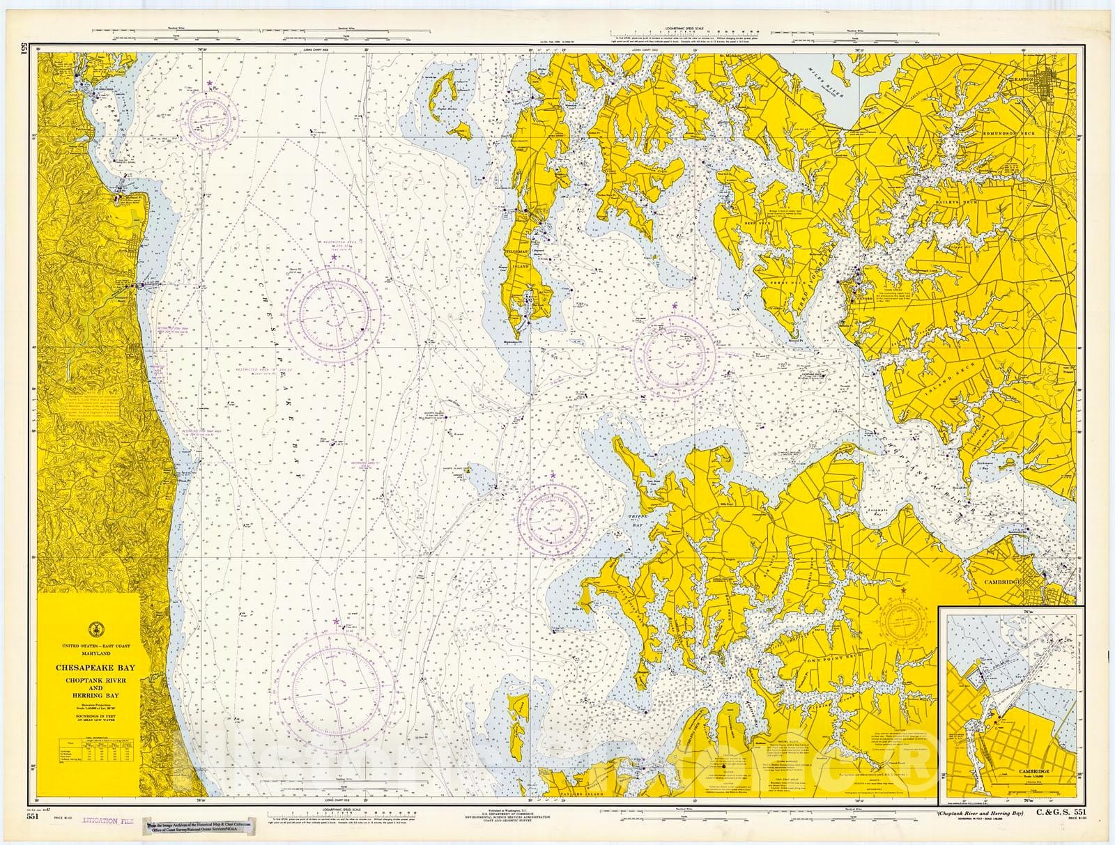 Historic Nautical Map - Choptank River And Herring Bay, 1967 NOAA Char ...
