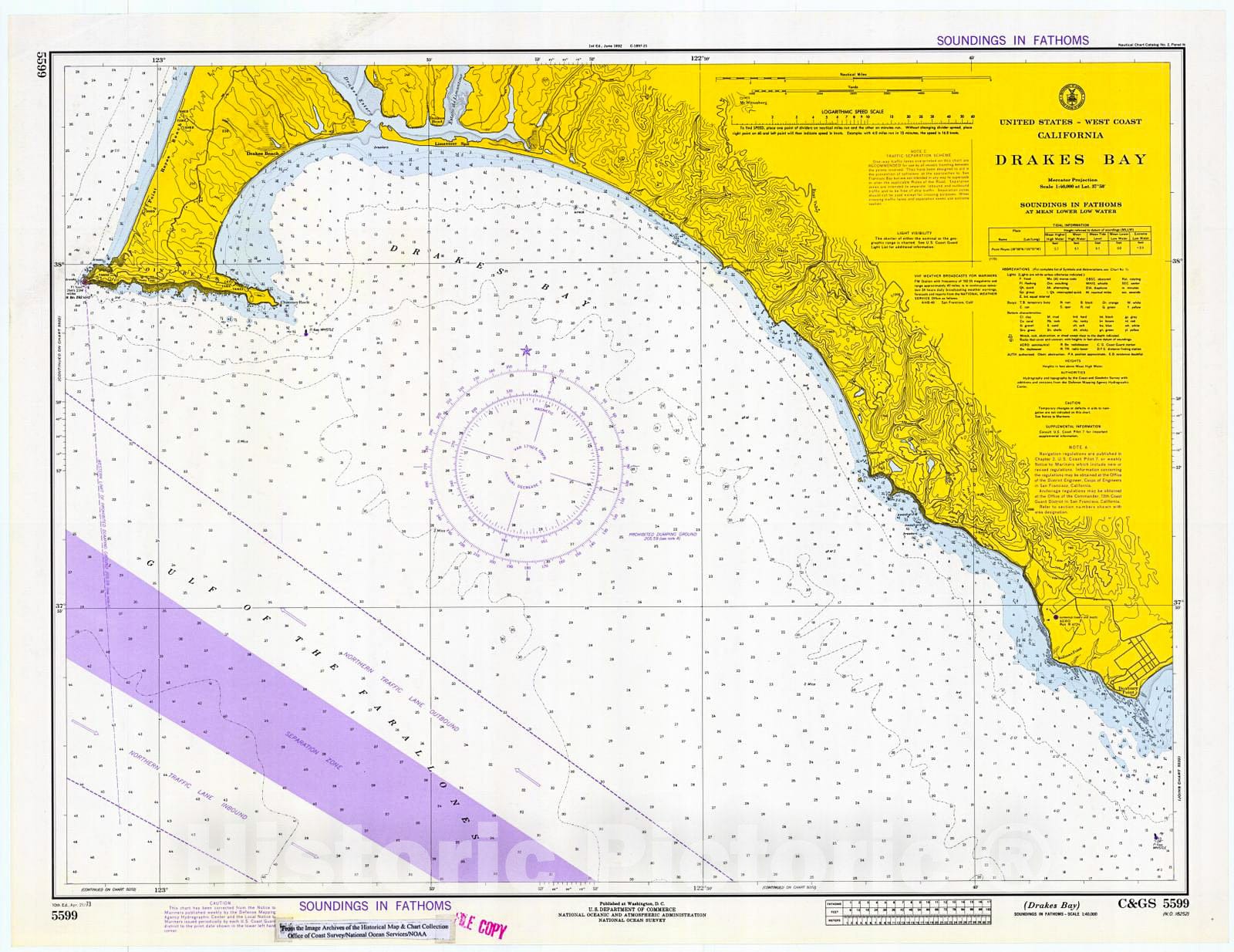Historic Nautical Map - Drakes Bay, 1973 NOAA Chart - California (CA ...