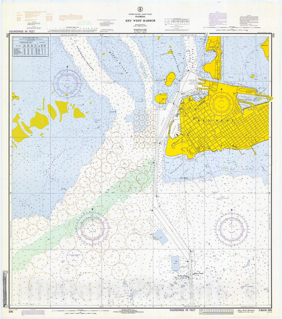 Historic Nautical Map - Key West Harbor, 1973 NOAA Chart - Florida (FL ...