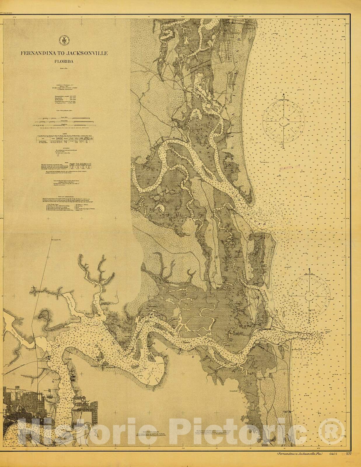 Historic Nautical Map - Fernandina To Jacksonville, 1907 NOAA Chart ...