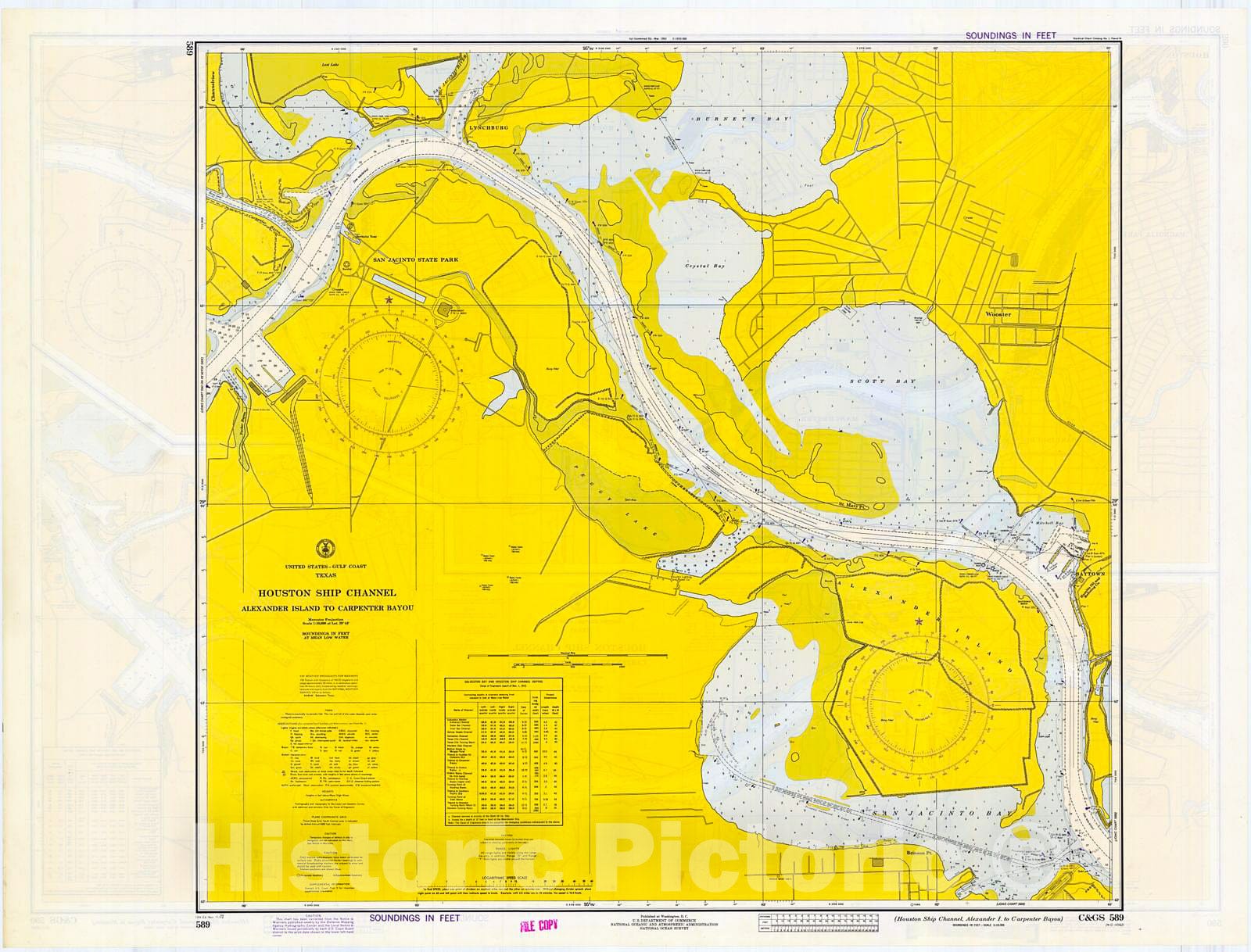 Houston Ship Channel 1972 Nautical Chart Map Print | Historic Pictoric