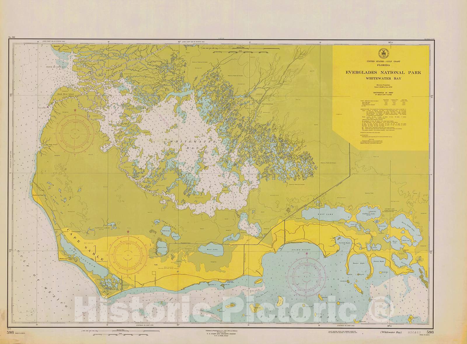 Historic Nautical Map - Everglades National Park, 1953 NOAA Chart - Fl ...