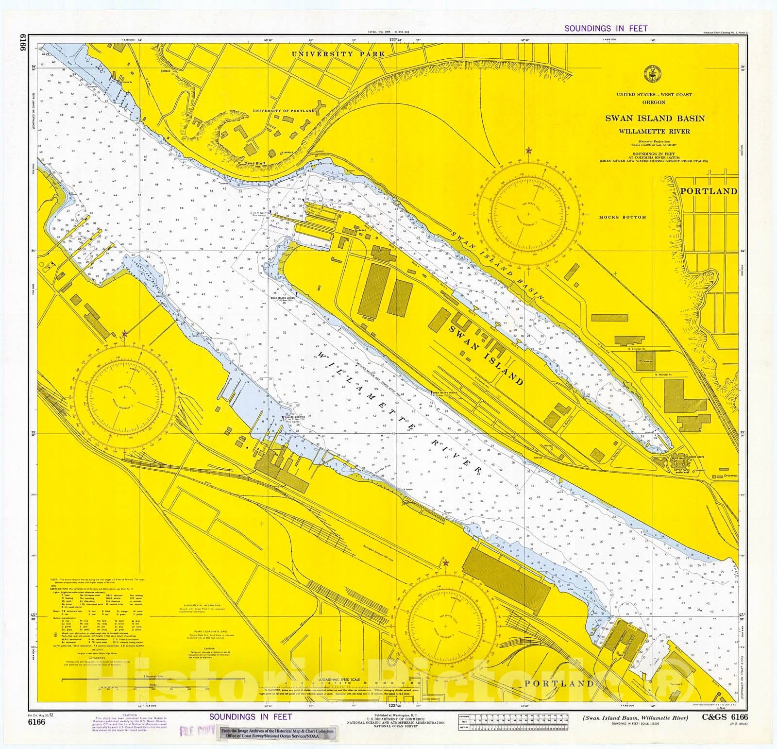 Historic Nautical Map - Swan Island Basin, Willamette River, 1972 NOAA ...