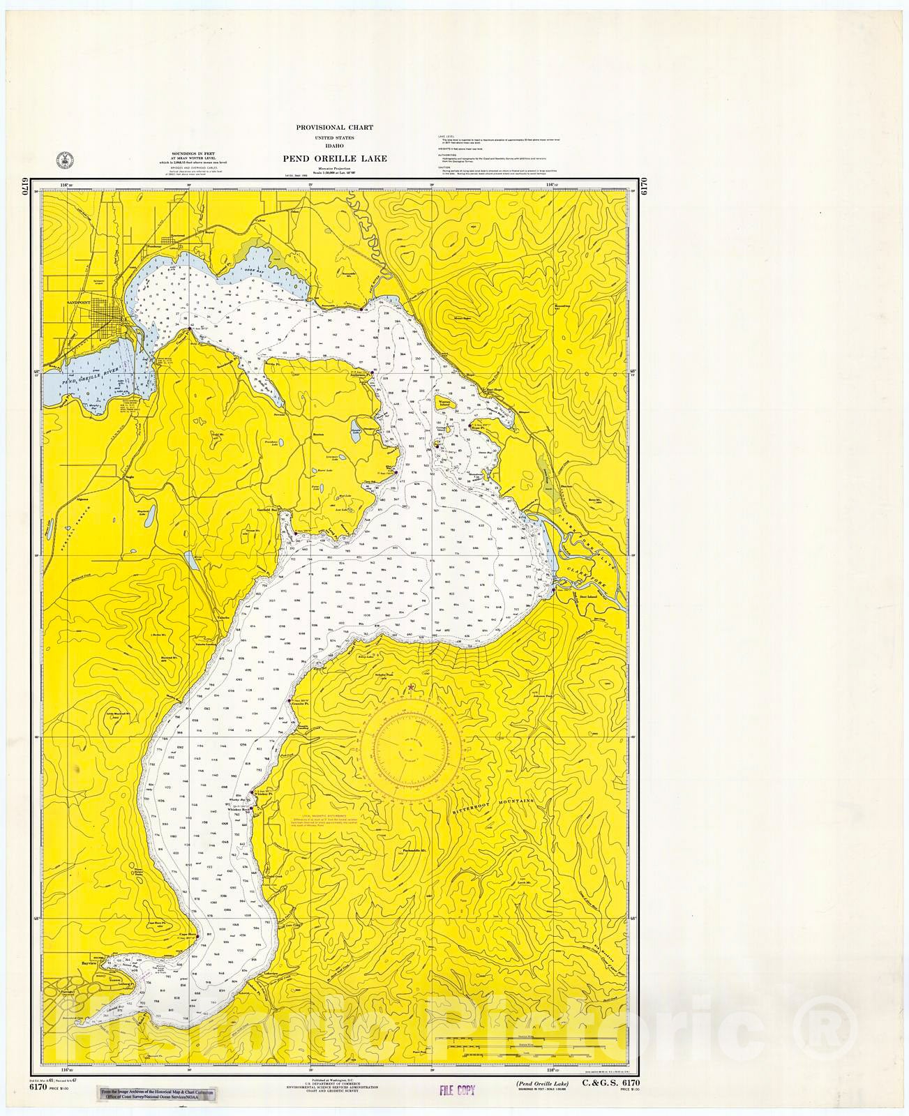 Historic Nautical Map - Pend Oreille Lake, 1965 NOAA Chart - Idaho (ID ...