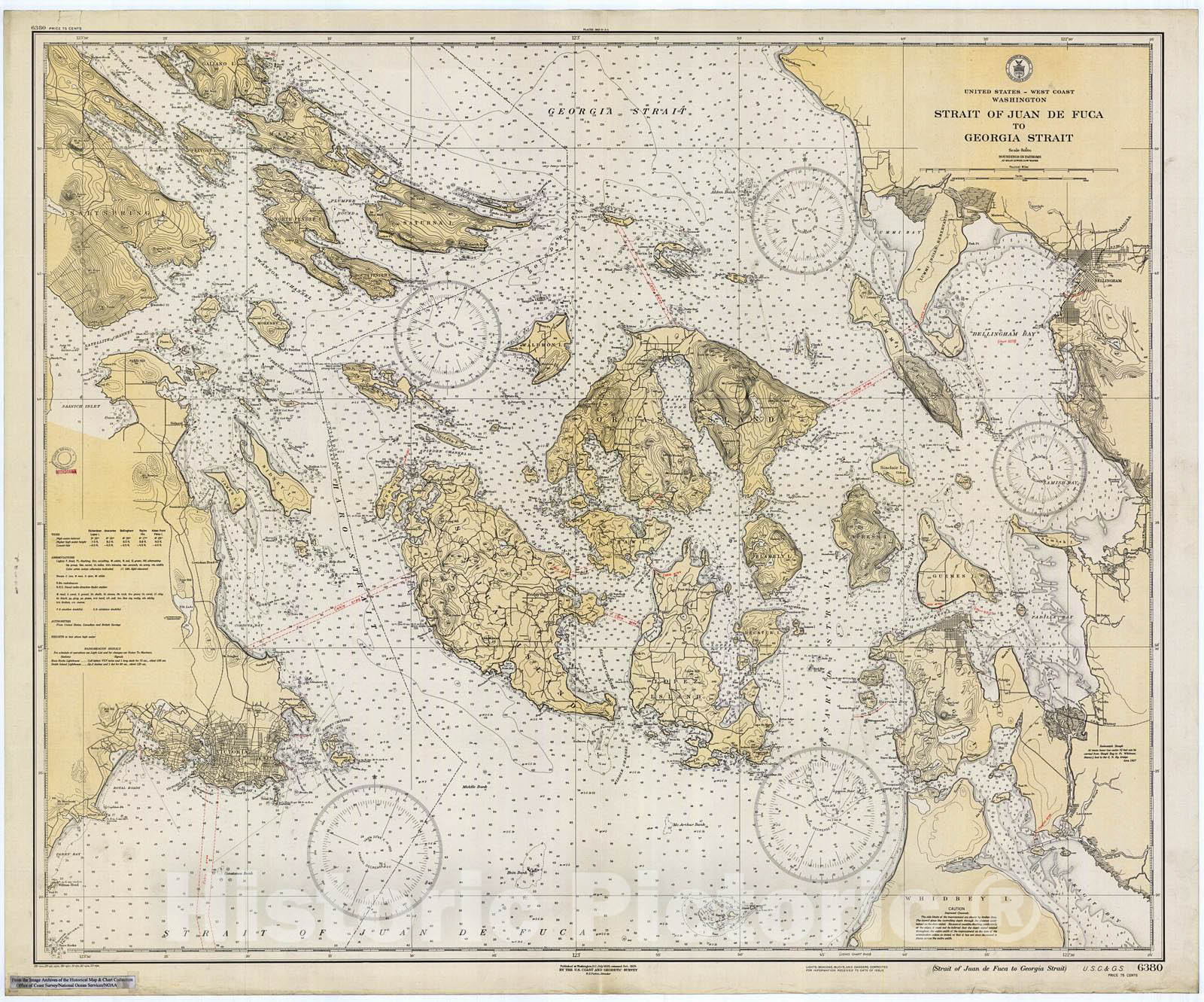 Historic Nautical Map - Strait Of Juan De Fuca To Georgia Strait, 1933 ...