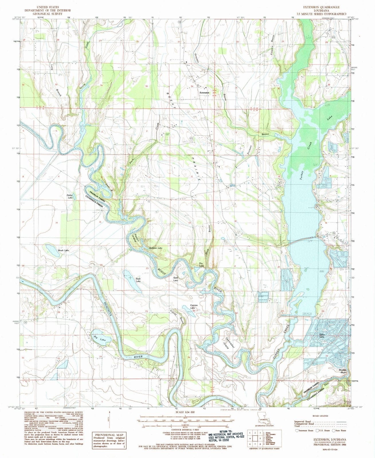 1984 Extension, LA - Louisiana - USGS Topographic Map – Historic Pictoric