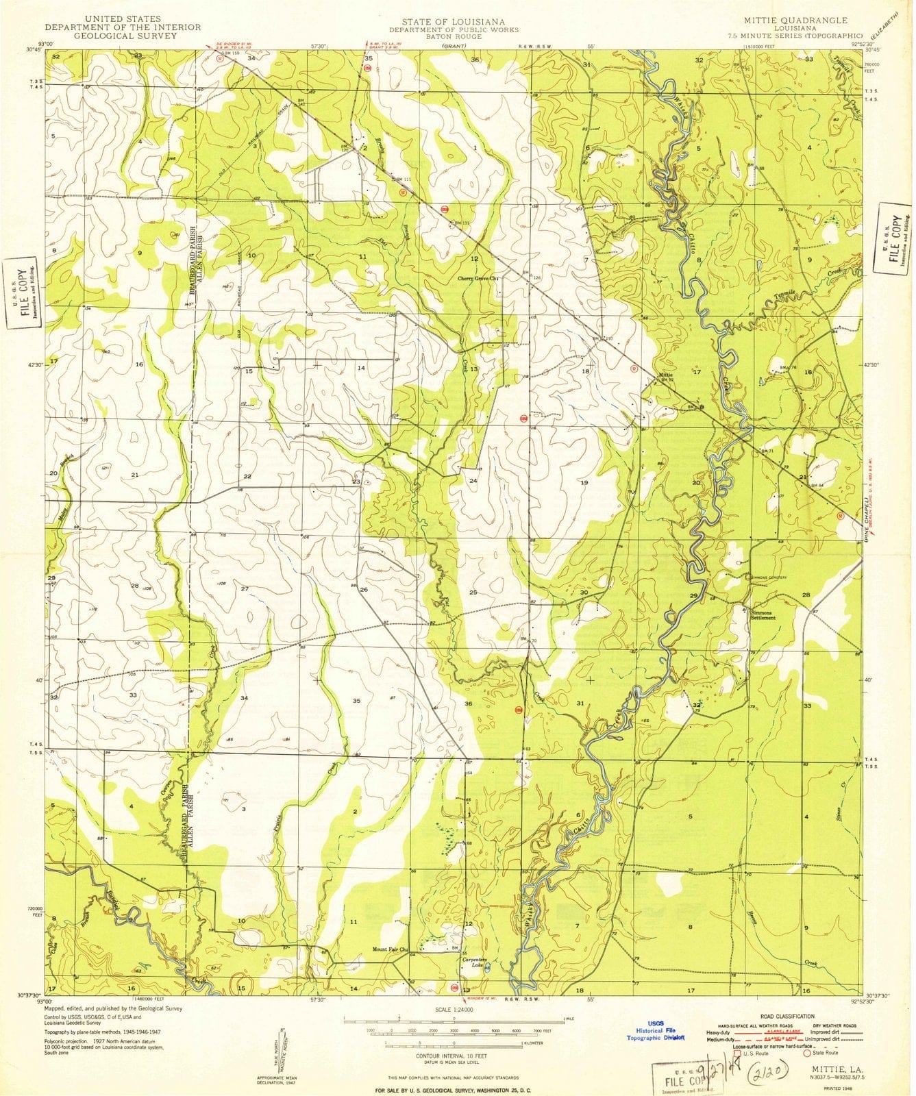 1948 Mittie, LA - Louisiana - USGS Topographic Map – Historic Pictoric