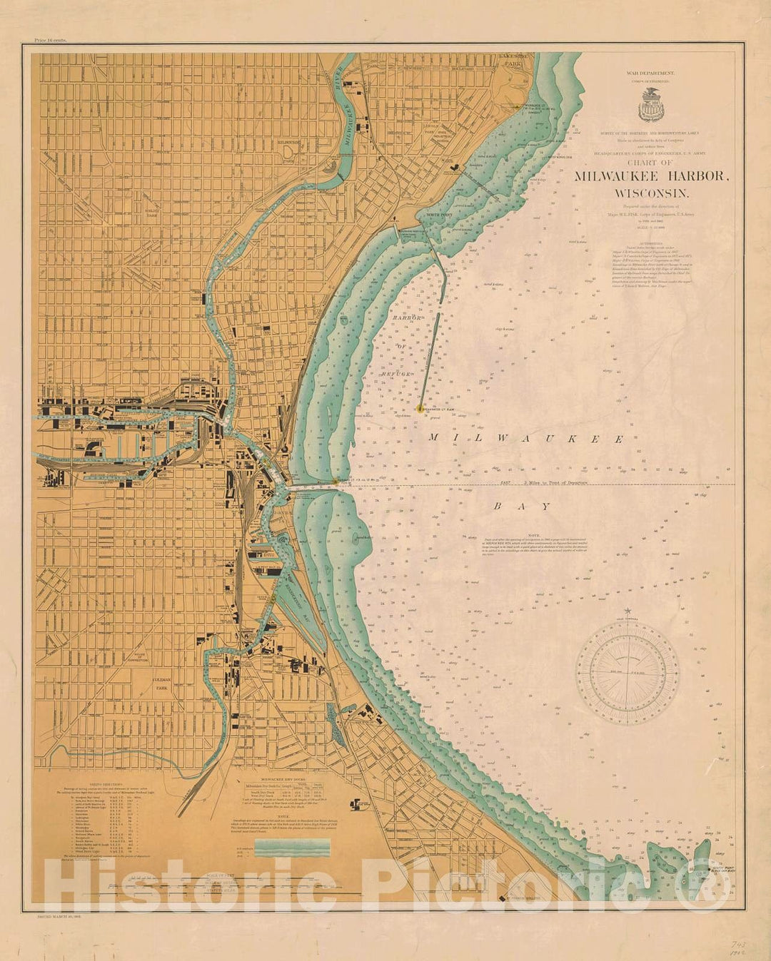 Historic Nautical Map - Milwaukee Harbor, 1902 NOAA Chart - Wisconsin ...