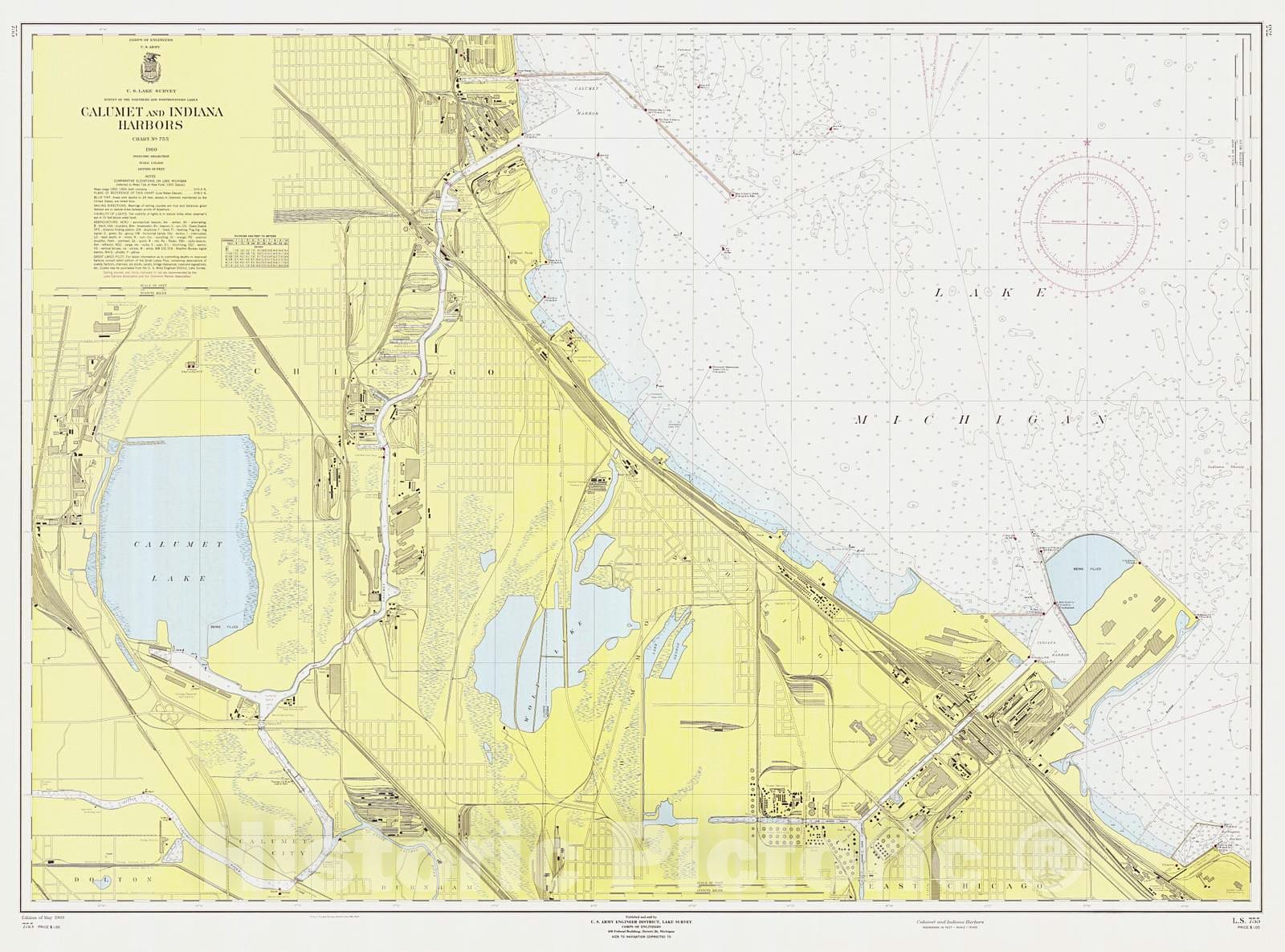 Historic Nautical Map - Calumet And Indiana Harbor, 1960 NOAA Chart ...