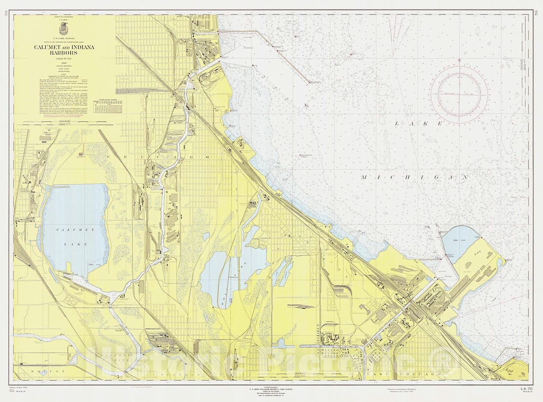 Historic Nautical Map - Calumet And Indiana Harbor, 1960 NOAA Chart ...