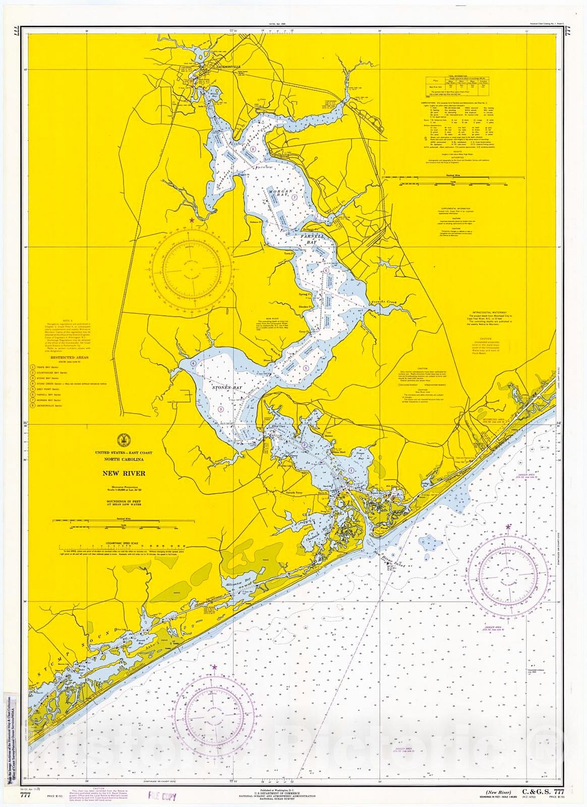 Historic Nautical Map - New River, 1971 NOAA Chart - North Carolina (N ...