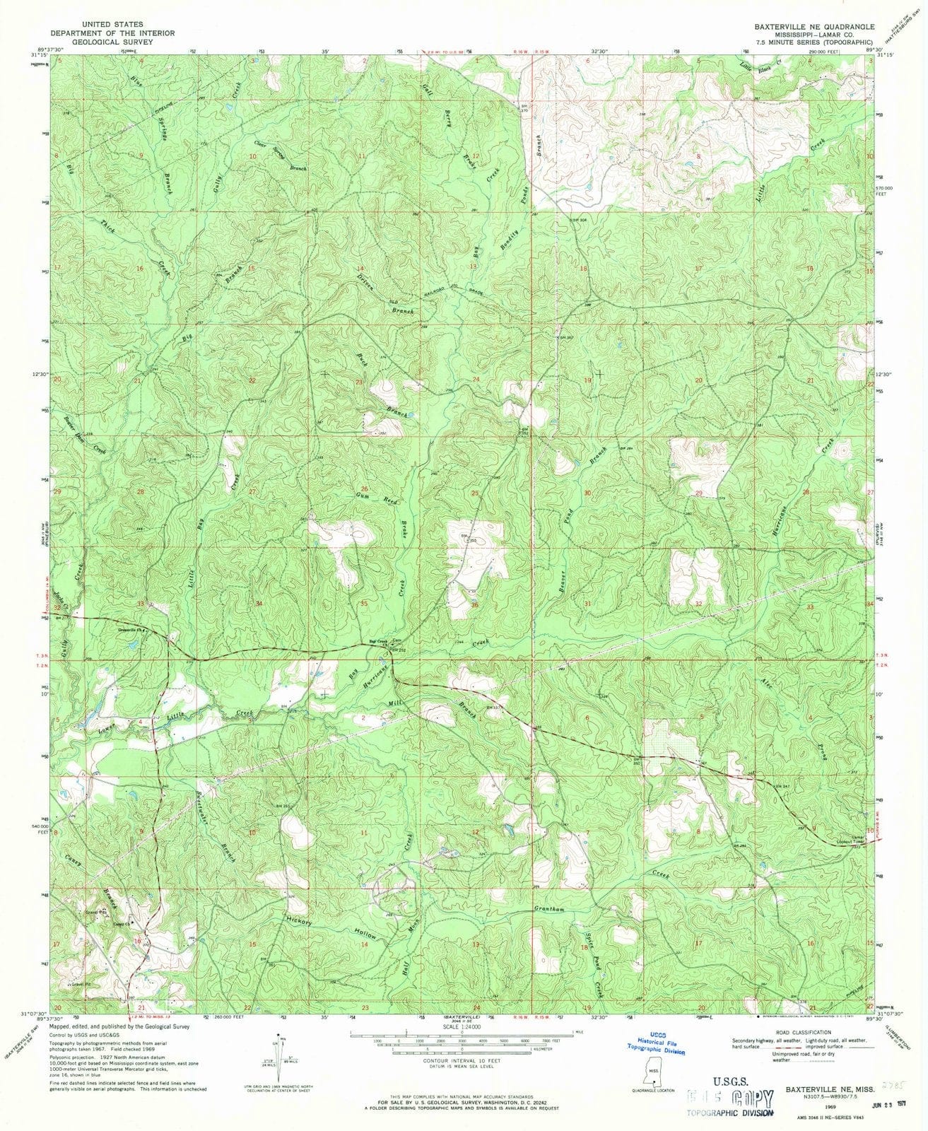 1969 Baxterville, MS - Mississippi - USGS Topographic Map – Historic ...