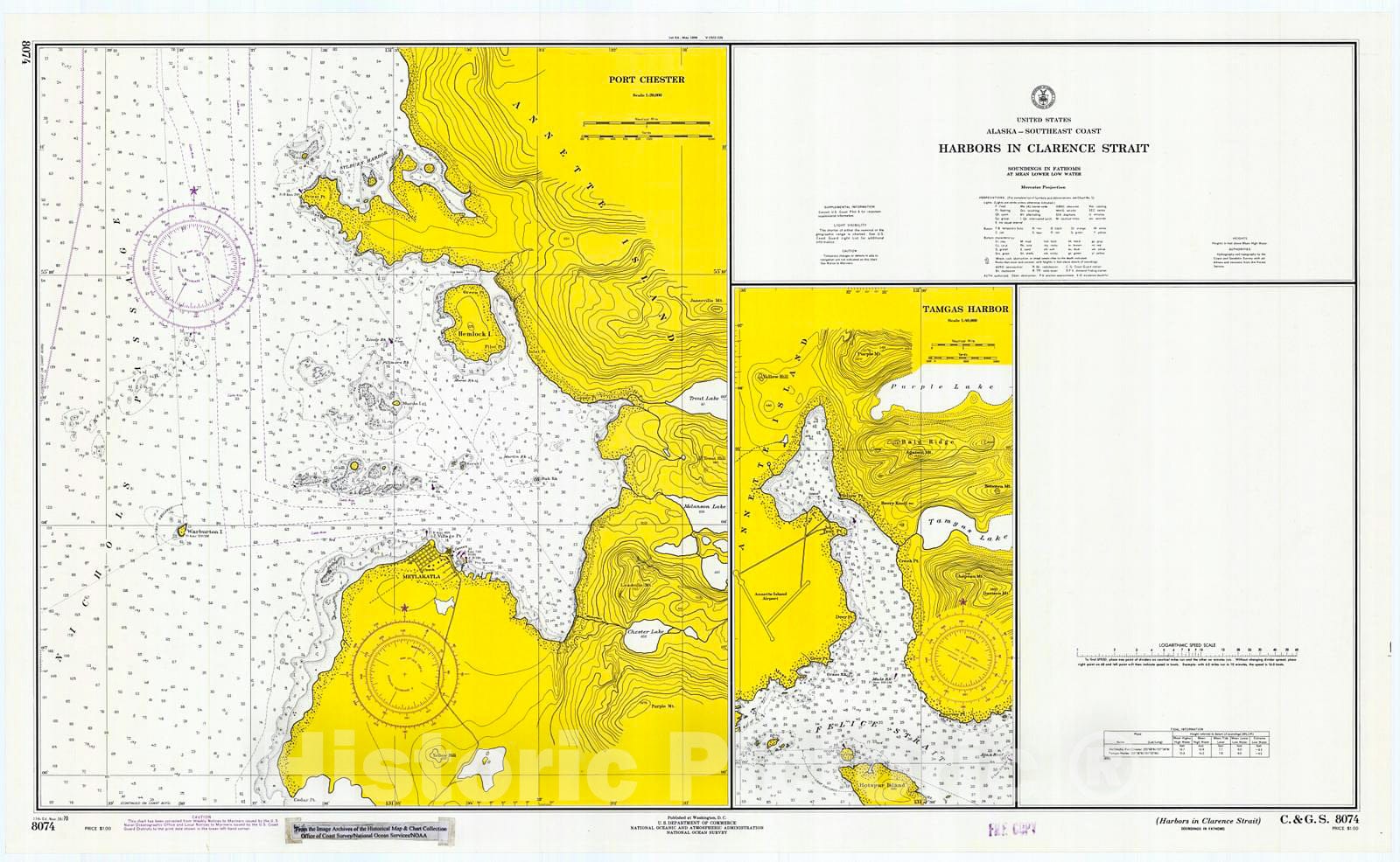 Historic Nautical Map - Harbors In Clarence Strait, 1970 NOAA Chart ...