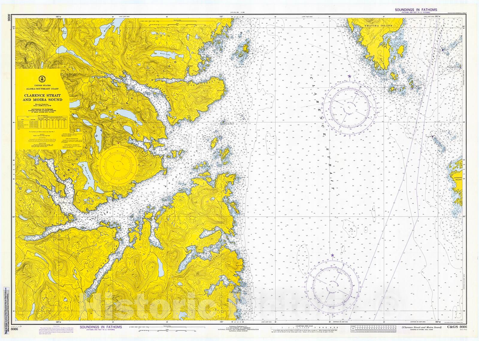 Historic Nautical Map - Clarence Strait And Moira Sound, 1973 NOAA Cha ...